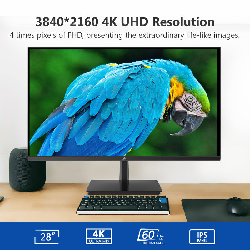 Refurbished: 28" 4K IPS Monitor UHD 3840x2160 60Hz 4ms HDMI DP USB-C P