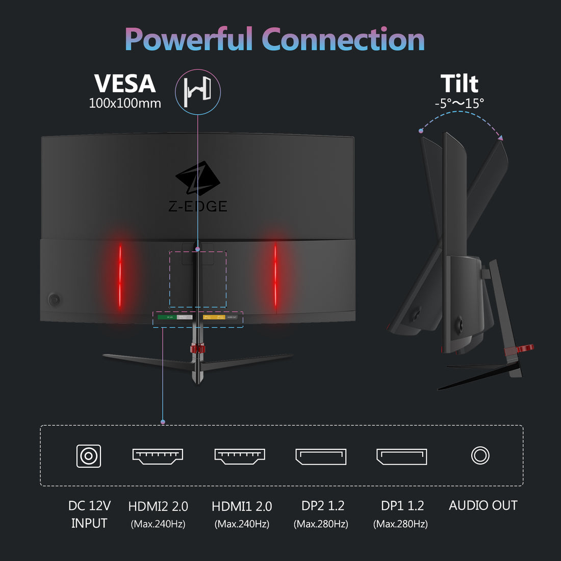 Z-EDGE UG27P 27" Curved Gaming Monitor 240Hz 1ms 1920x1080 16:9 ...
