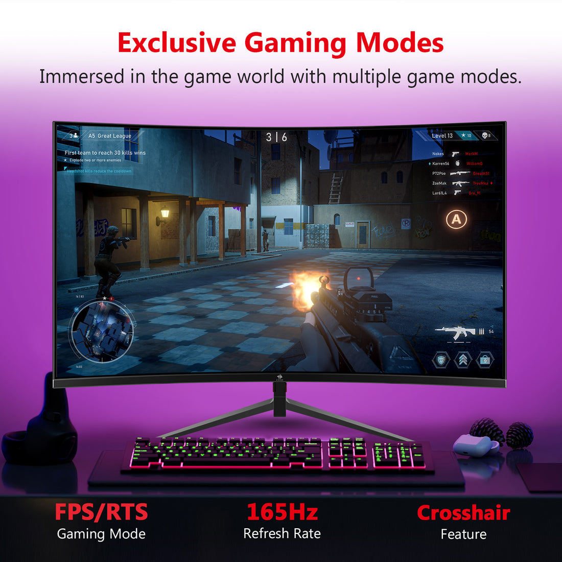 Z-EDGE UG27Q Curved Gaming Monitor 27" 165Hz QHD 1440P HDR
