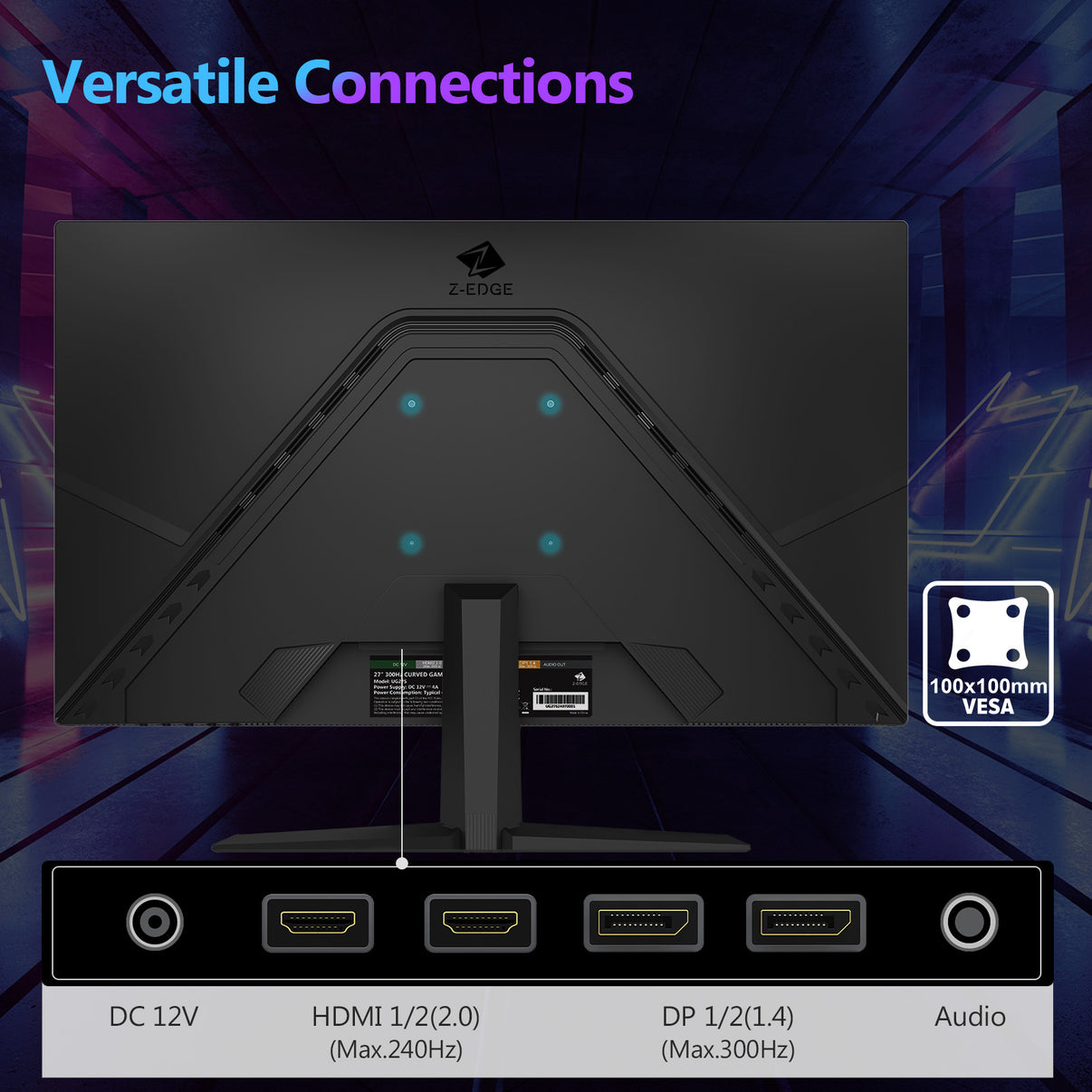 Z-EDGE 27" 1080P Full HD 300Hz 1 ms Curved Gaming Monitor, HDMI x 2 ...