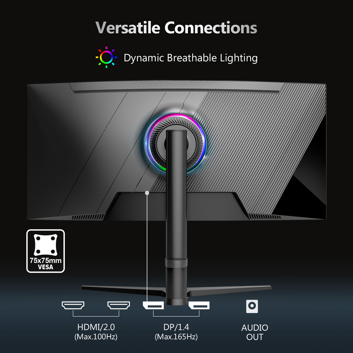 Z-EDGE UG34 34" Ultrawide 2K Curved Gaming Monitor with 165Hz Refresh Rate