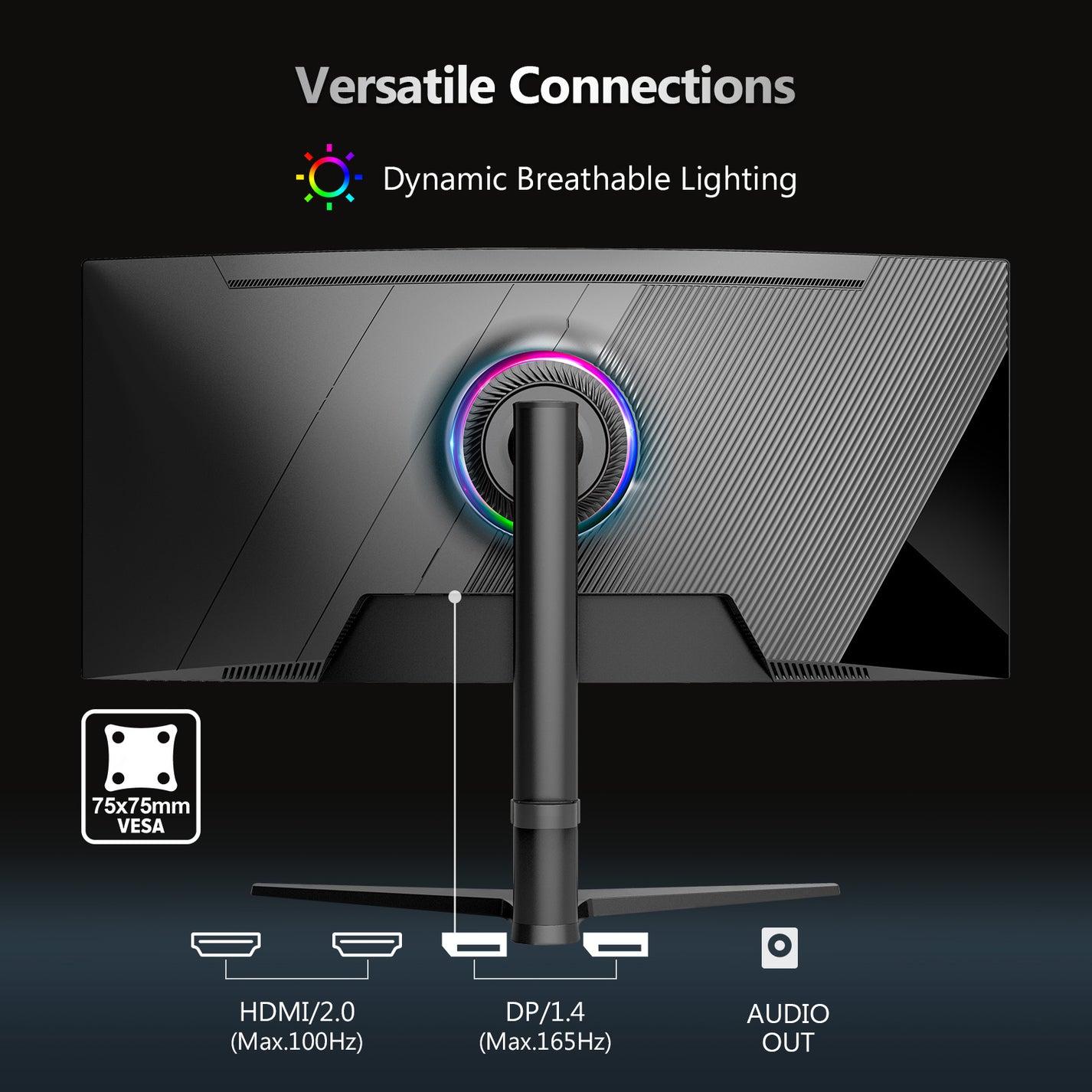 Z-EDGE UG34 34" Ultrawide 2K Curved Gaming Monitor with 165Hz Refresh Rate