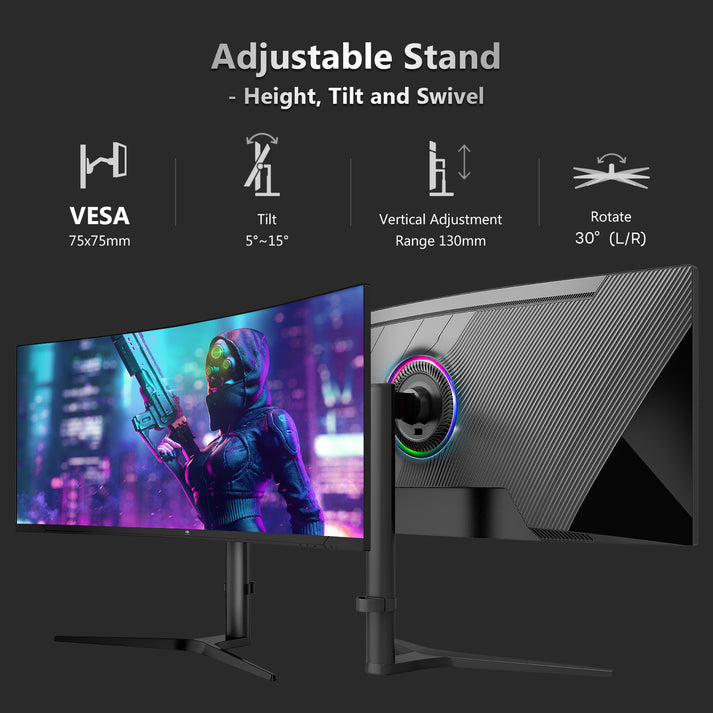 Z-EDGE UG34 34" Ultrawide 2K Curved Gaming Monitor with 165Hz Refresh Rate