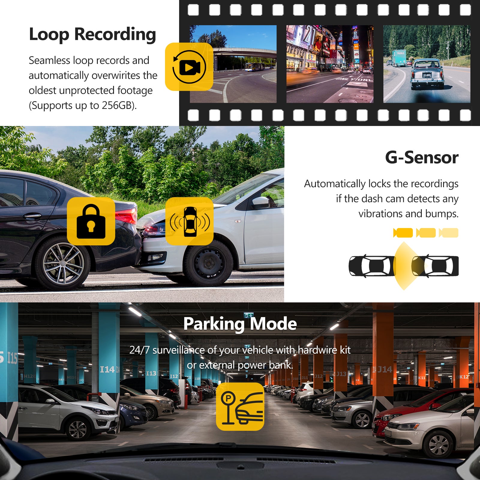 Z-EDGE Z3D 2560x1440P 2K QHD, Front and Rear Dash Cam with WiFi, GPS ...